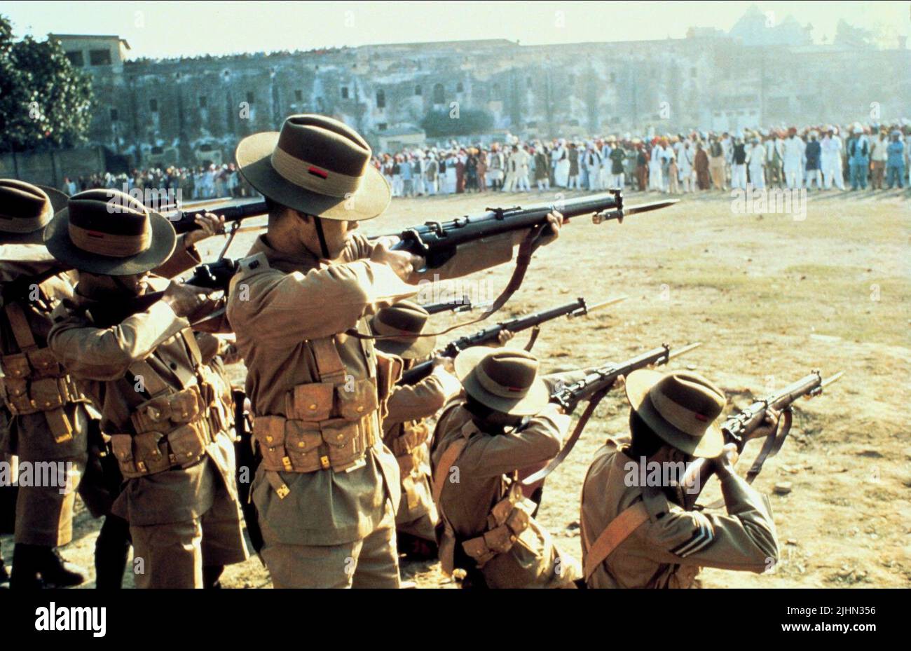 SOLDIERS AIM AT INDIAN PROTEST, GANDHI, 1982 Stock Photo - Alamy