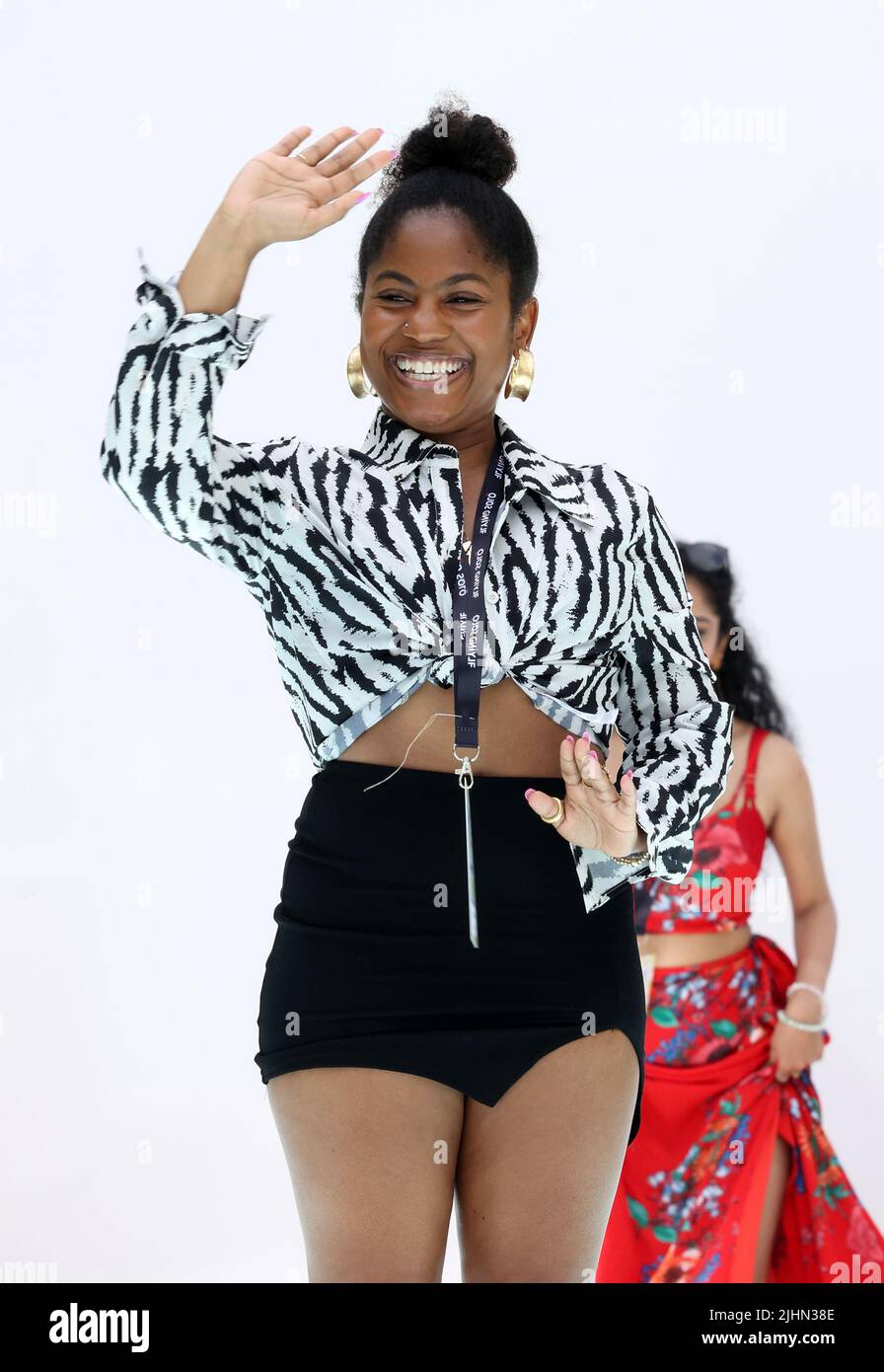 MIAMI BEACH, FLORIDA - JULY 18: Designer Kayla Lubin walks the runway ...