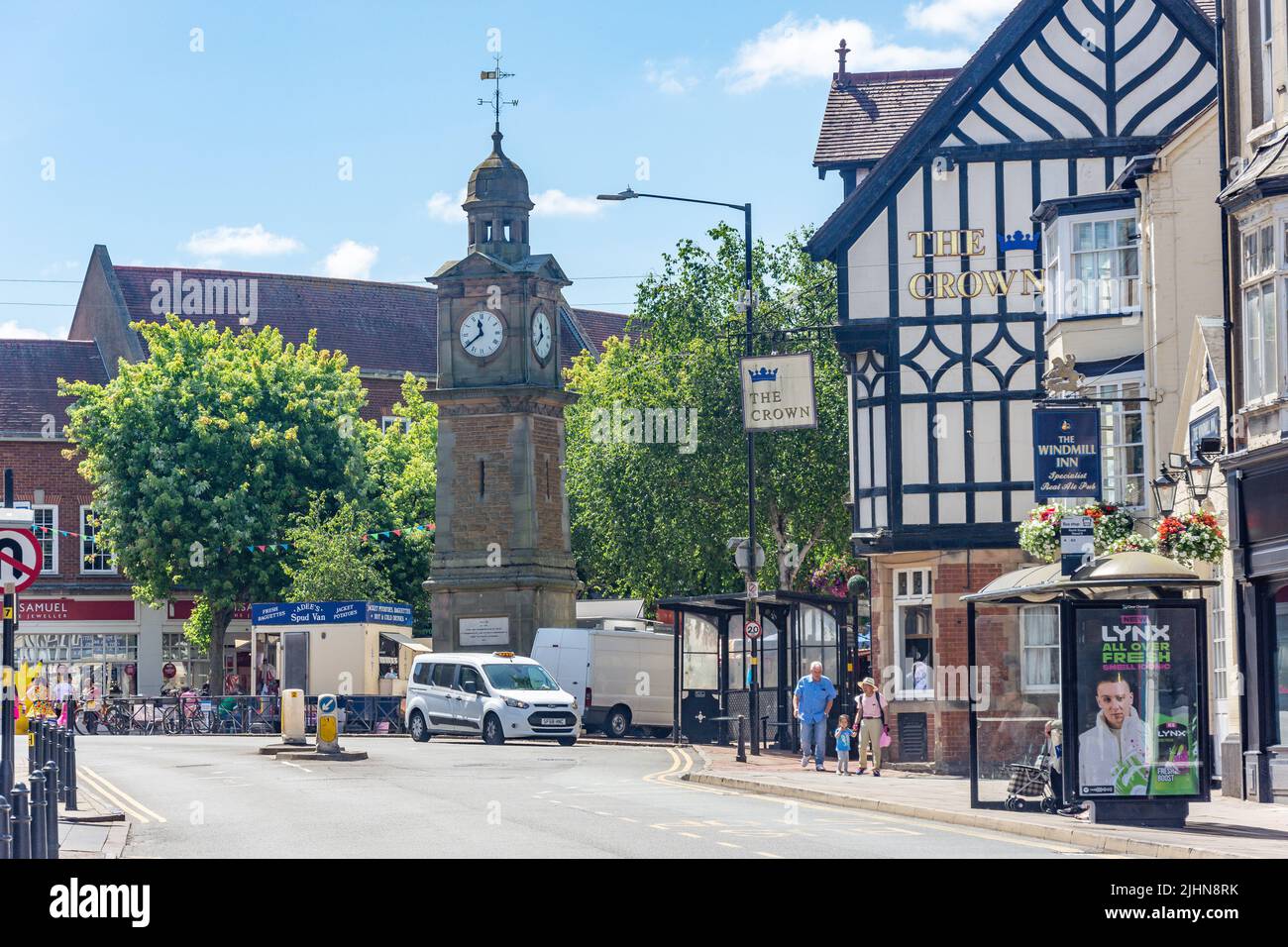 Clock Tower and Market Place from Church Street, Rugby, Warwickshire ...