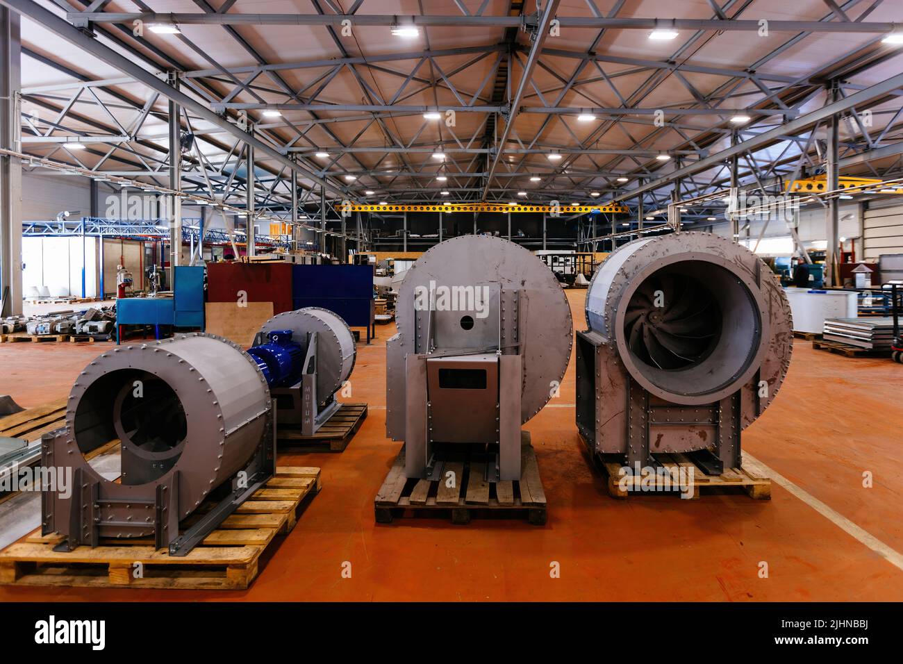 Industrial ventilation fans production in metalworking factory Stock ...