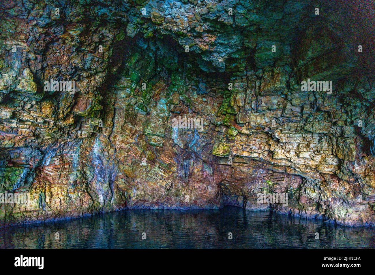 The famous caves of Votsi beach area in eastern Alonissos as seen ...