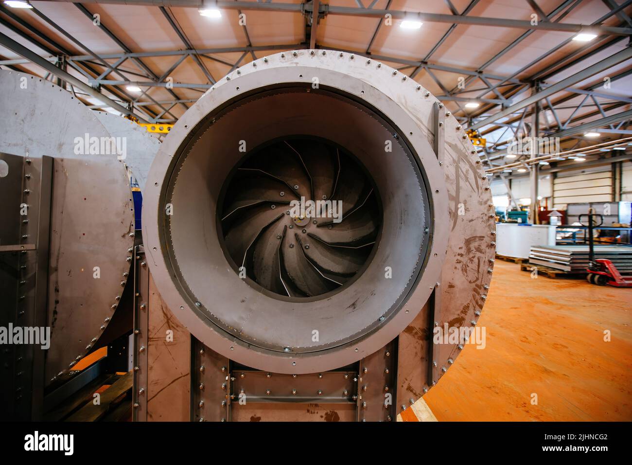 Industrial ventilation fans production in metalworking factory Stock ...