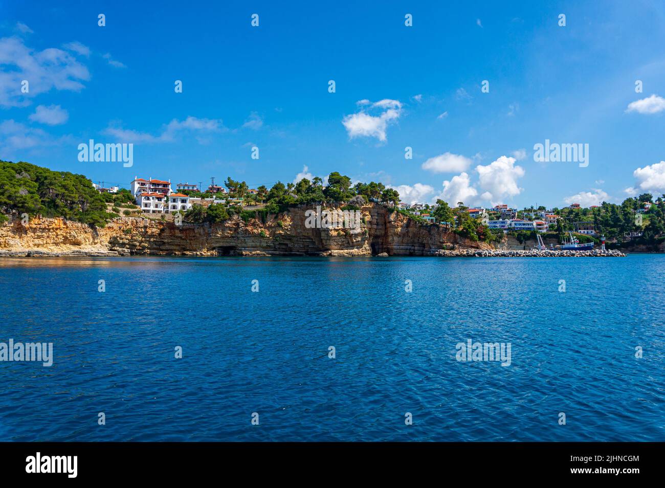 Boat trip view towards the famous caves of Votsi beach in Alonnisos ...