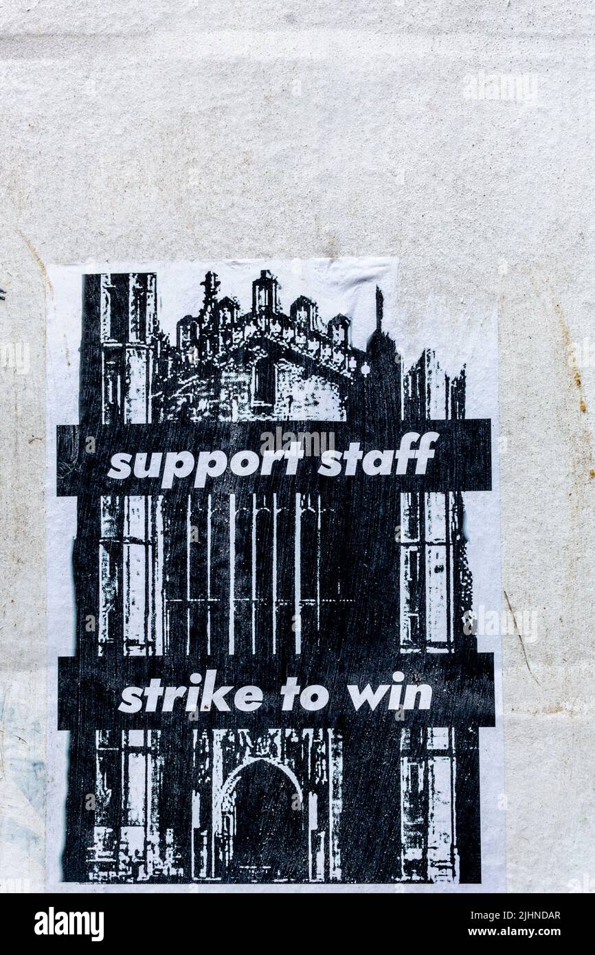 Posters supporting the strike action of Cambridge University staff, UK ...