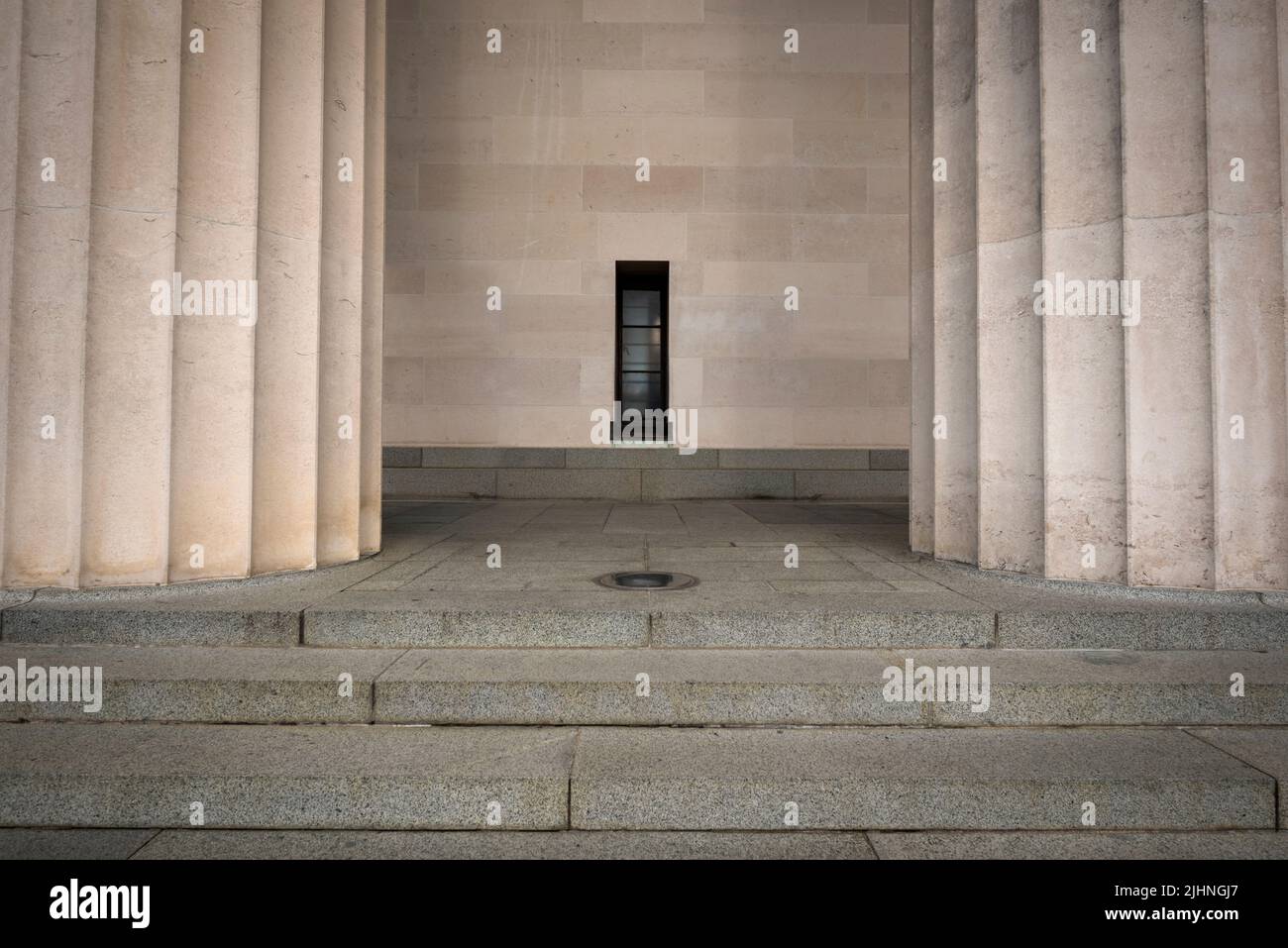 Two fluted column bases near the main doors of the Auckland War Museum ...