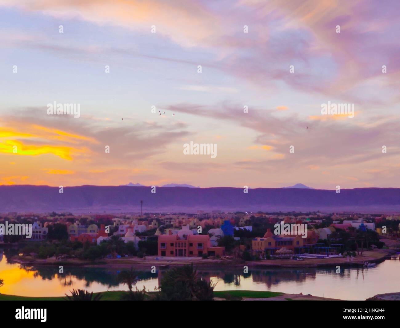 Green Field with the Colorful Sky at Sunset - Showing the amazing ...