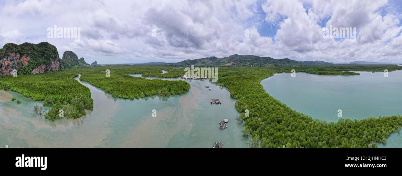 Aerial view drone shot of beautiful nature landscape forest in the ...