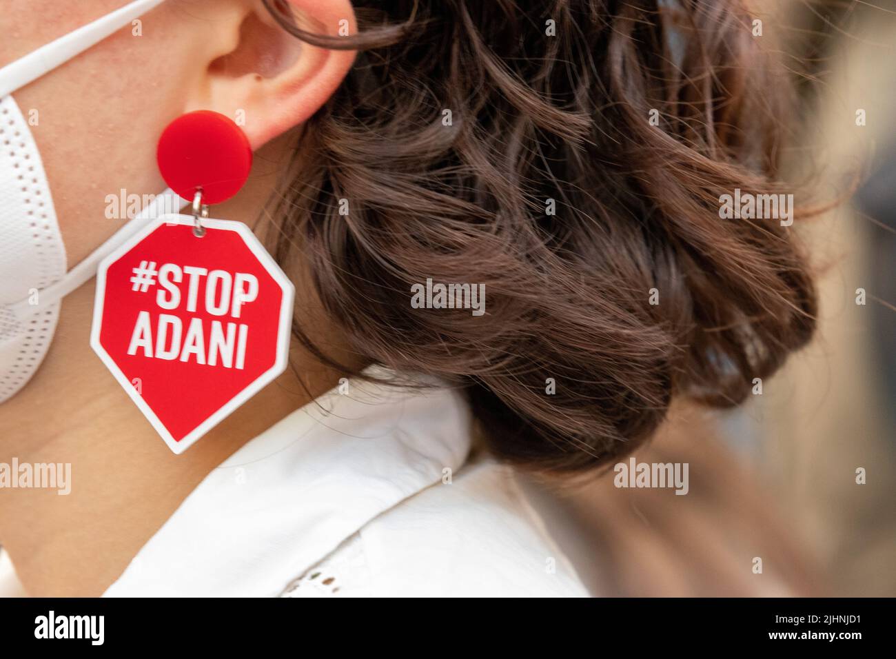 Milan, Italy. 28th Oct, 2021. Stop Adani sign. On October 1st, 2021 on ...