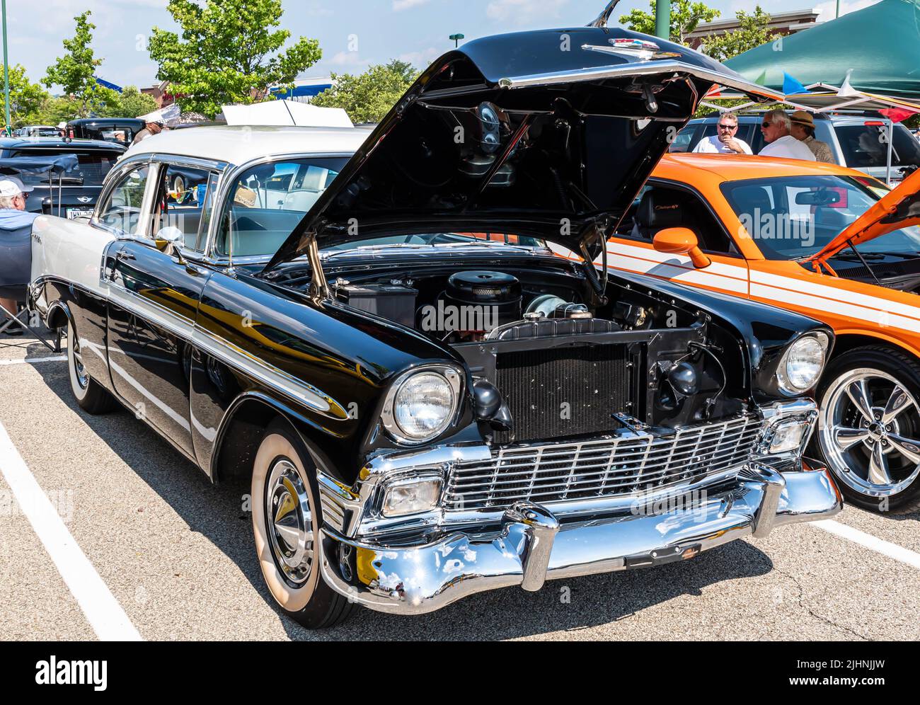 A 1956 two toned Chevrolet coupe at the Homestead Waterfront car show ...