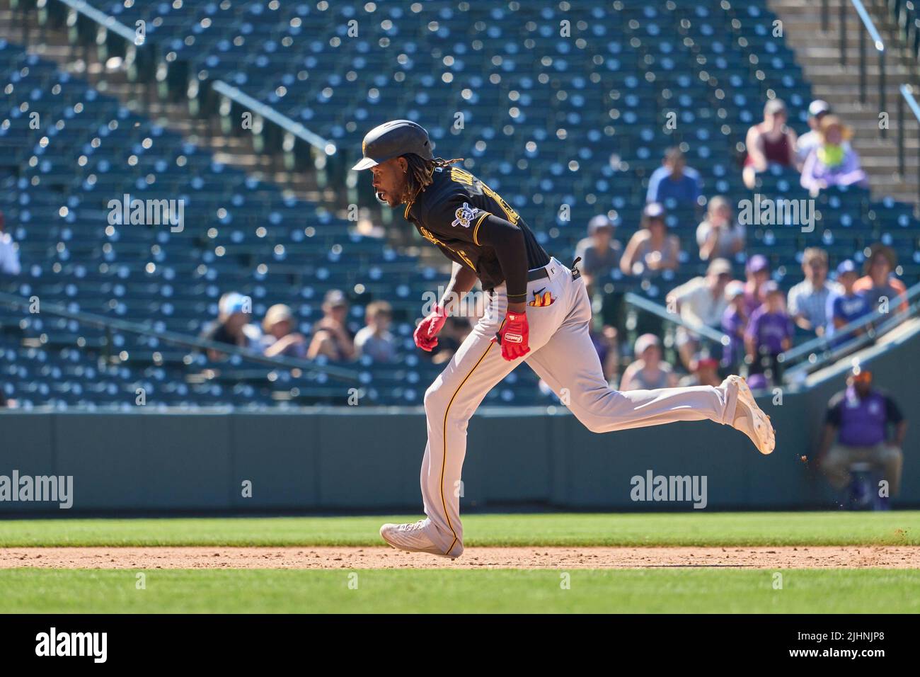 Denver CO, USA. 17th July, 2022. Pittsburgh shortstop Oneil Cruz (15 ...