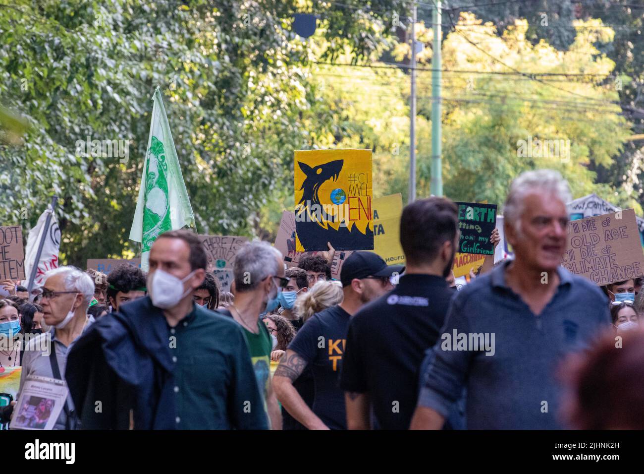 Milan, Italy. 28th Oct, 2021. Sign against ENI. On October 2nd, 2021 on ...