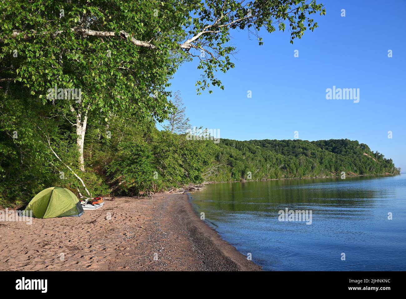 Camping on the beach on Oak Island at the Apostle Islands National ...
