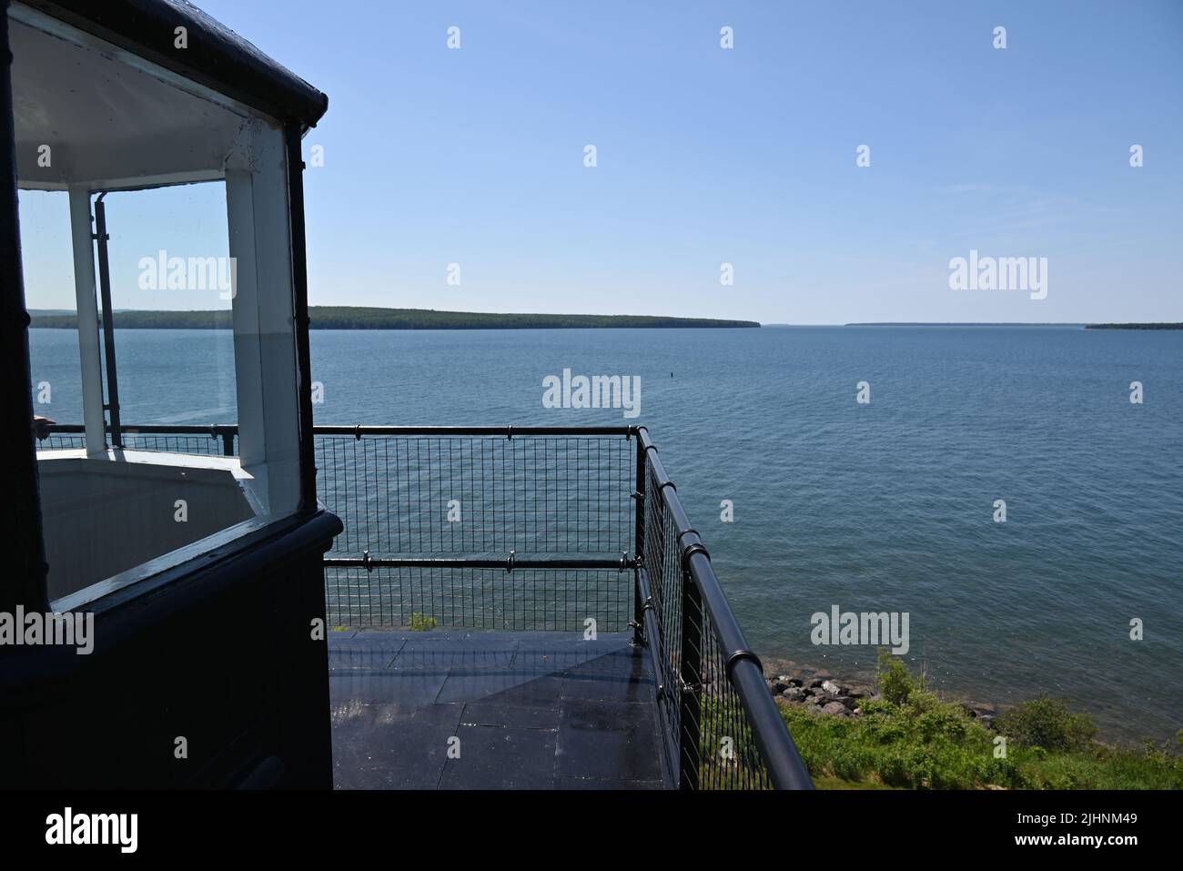 Looking out on the Apostle Islands in Lake Superior from the top of the ...