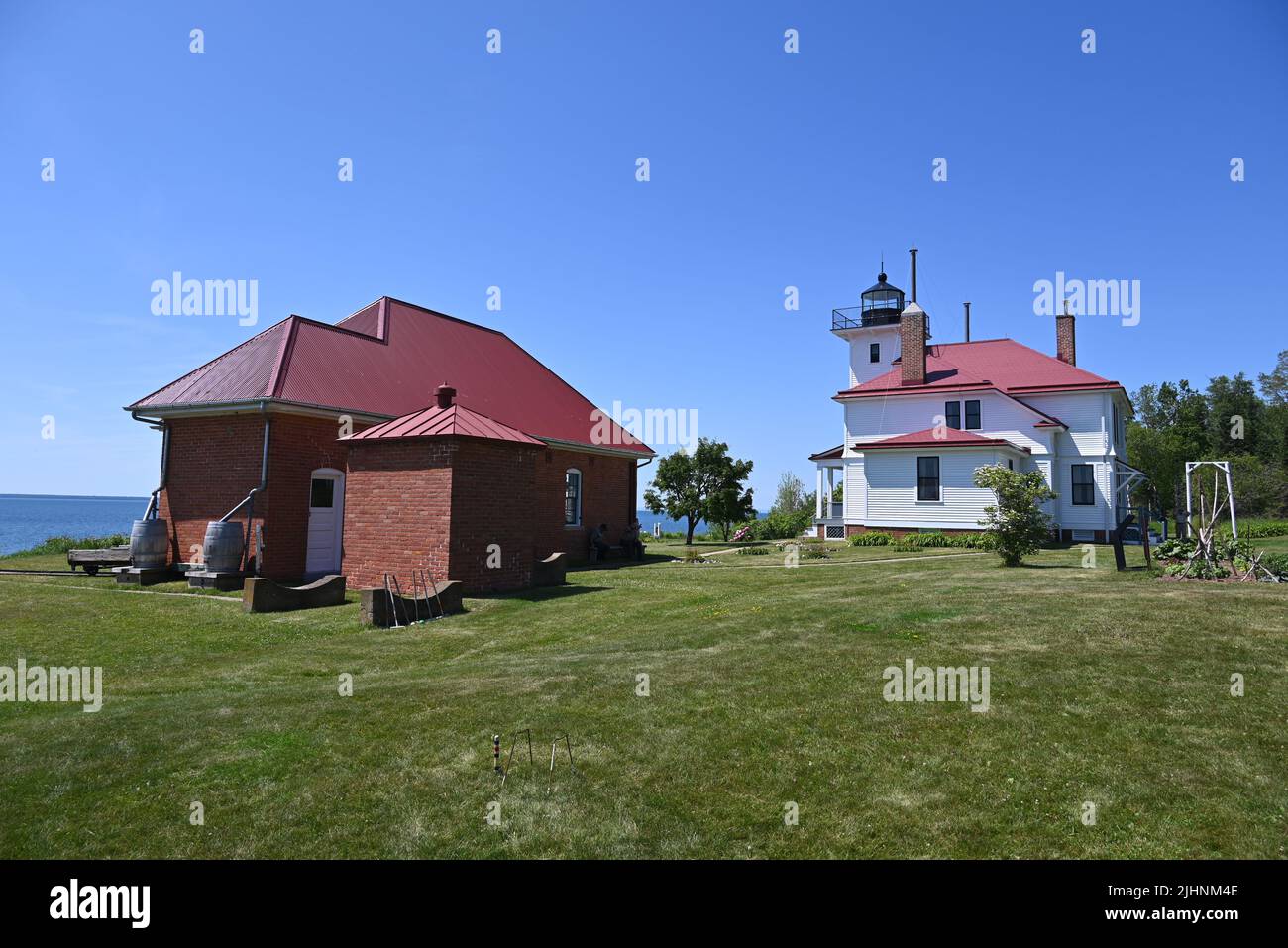 Grounds of the Raspberry Island lighthouse in the Apostle Islands ...