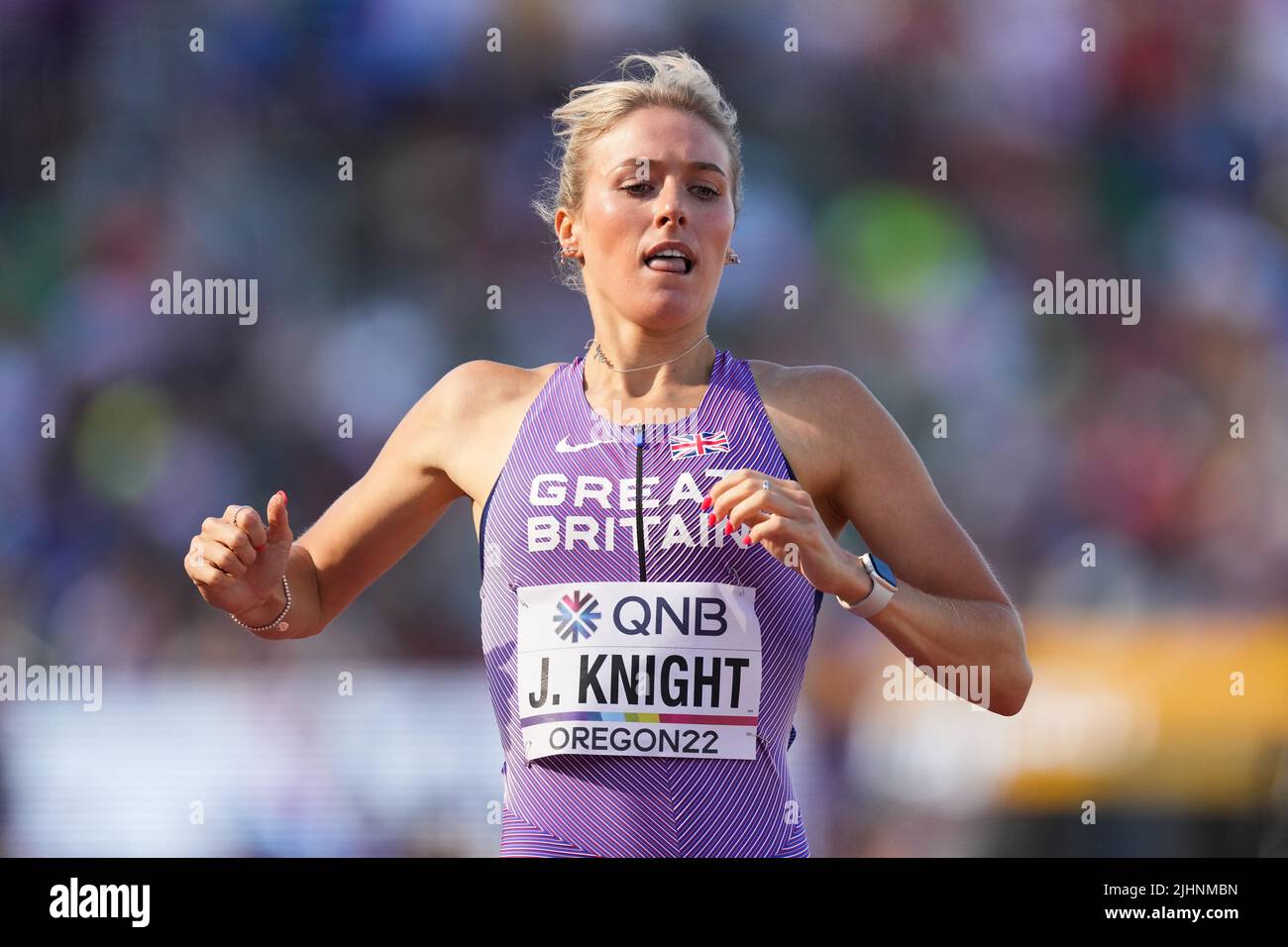Great Britain's Jessie Knight during the Women’s 400m Hurdles Heat 3 on ...