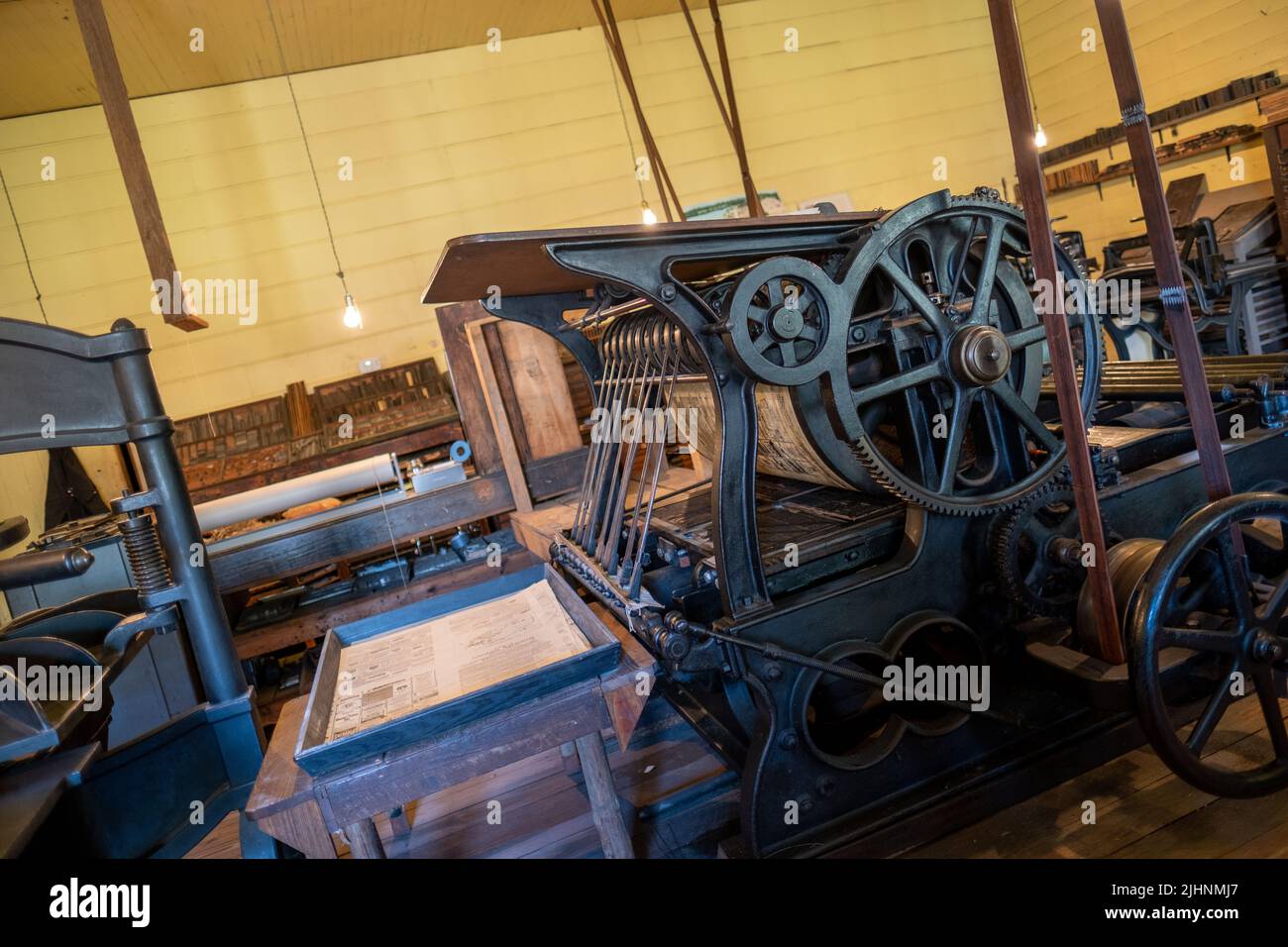 Antique Printing Press seen in the reproduction of a long-forgotten ...