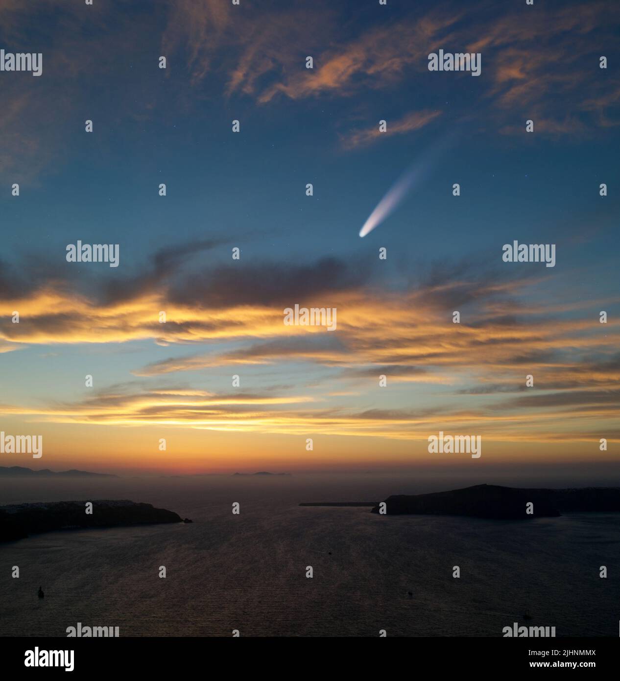 Comet at sunset, composite image Stock Photo - Alamy
