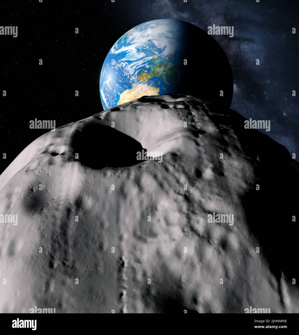 Asteroid approaching Earth, illustration Stock Photo - Alamy