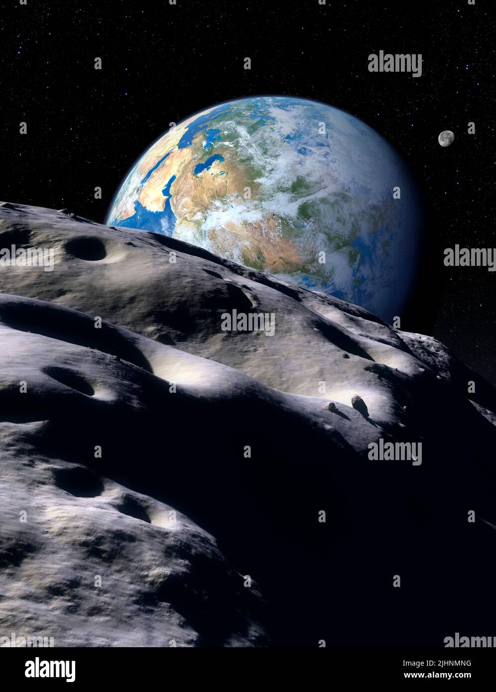 Asteroid approaching Earth, illustration Stock Photo - Alamy