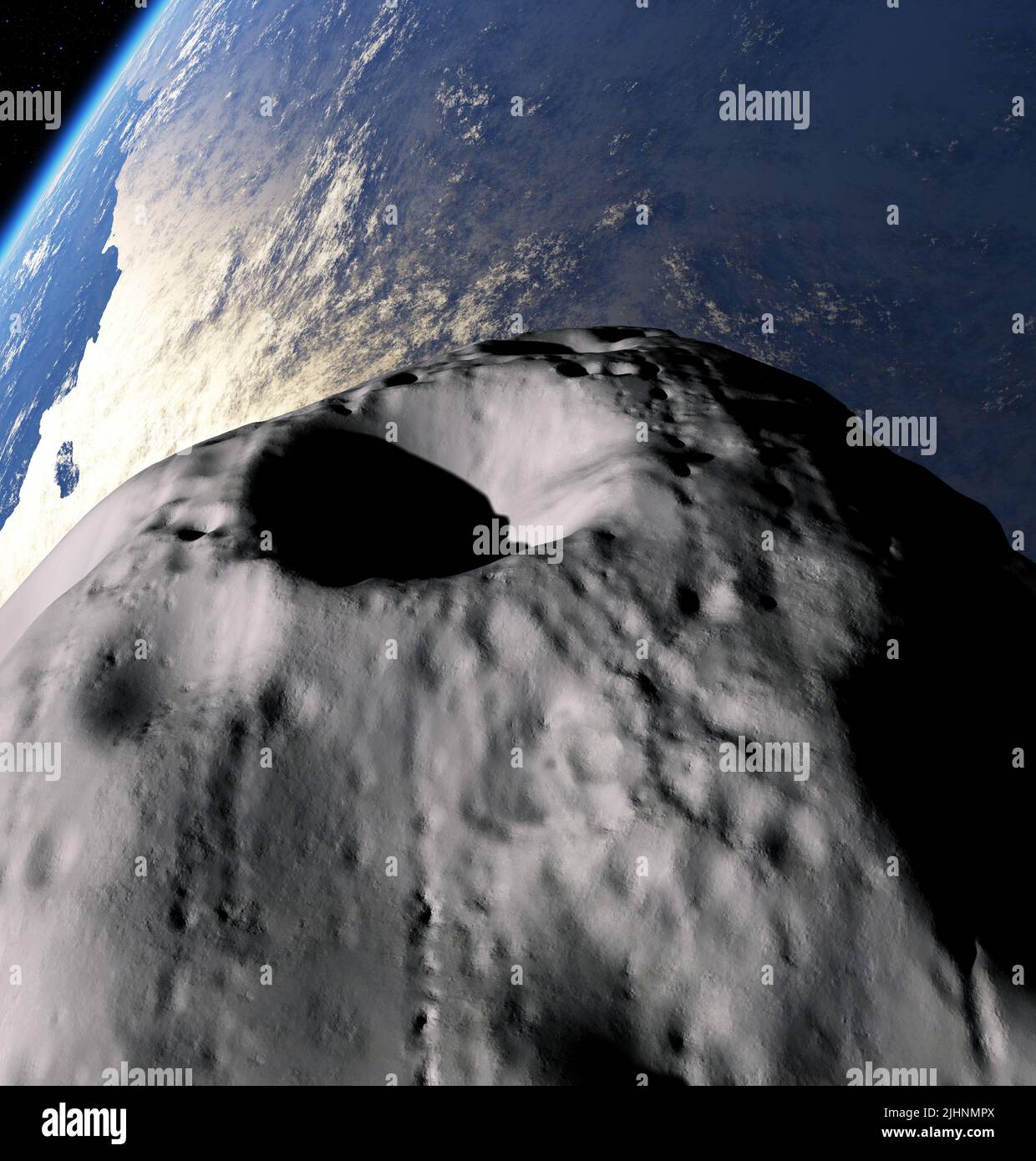 Asteroid approaching Earth, illustration Stock Photo - Alamy