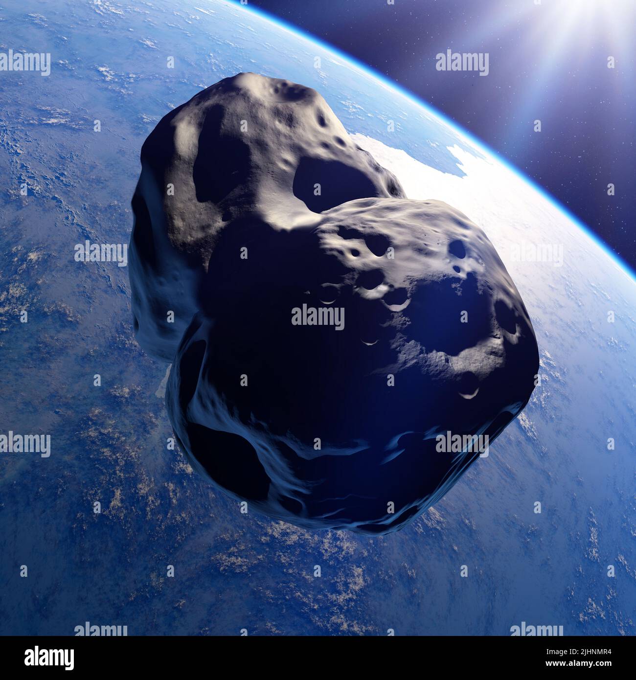 Asteroid approaching Earth, illustration Stock Photo - Alamy