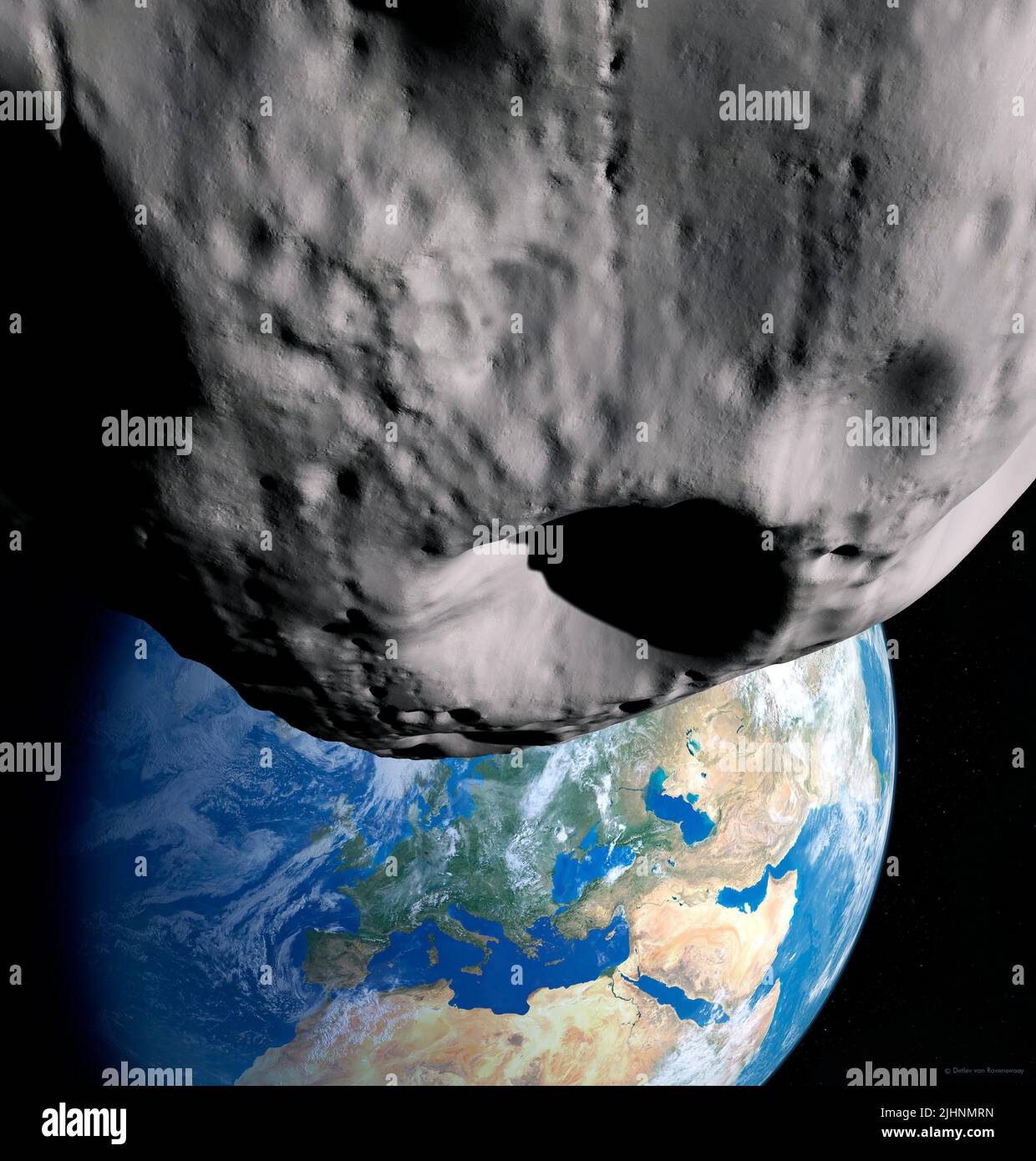Asteroid approaching Earth, illustration Stock Photo - Alamy