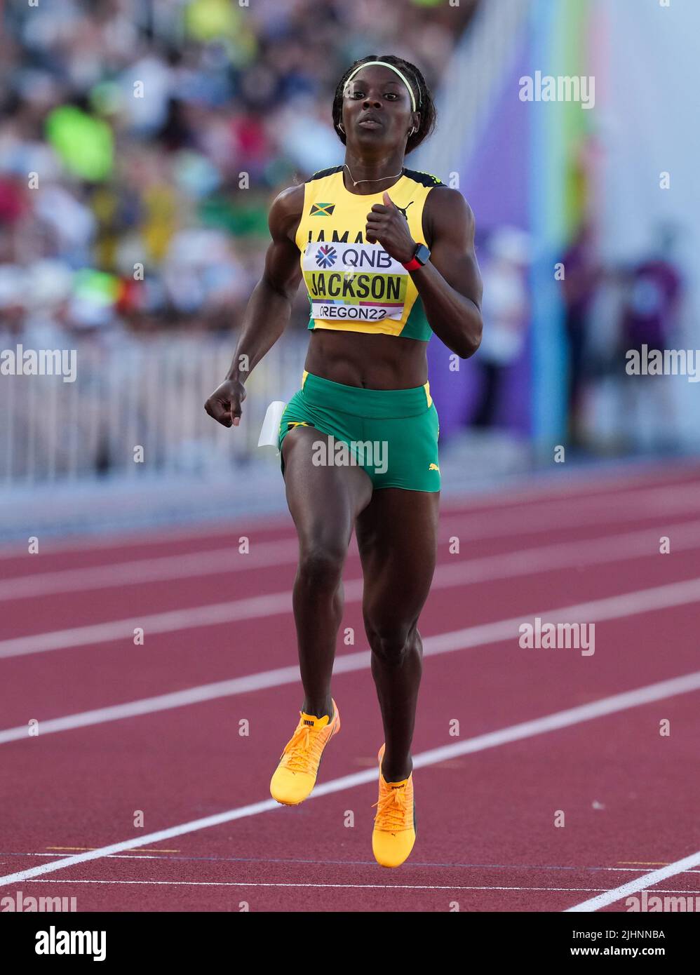 Jamaica’s Shericka Jackson during the Women’s 200m Heat 1 on day five ...