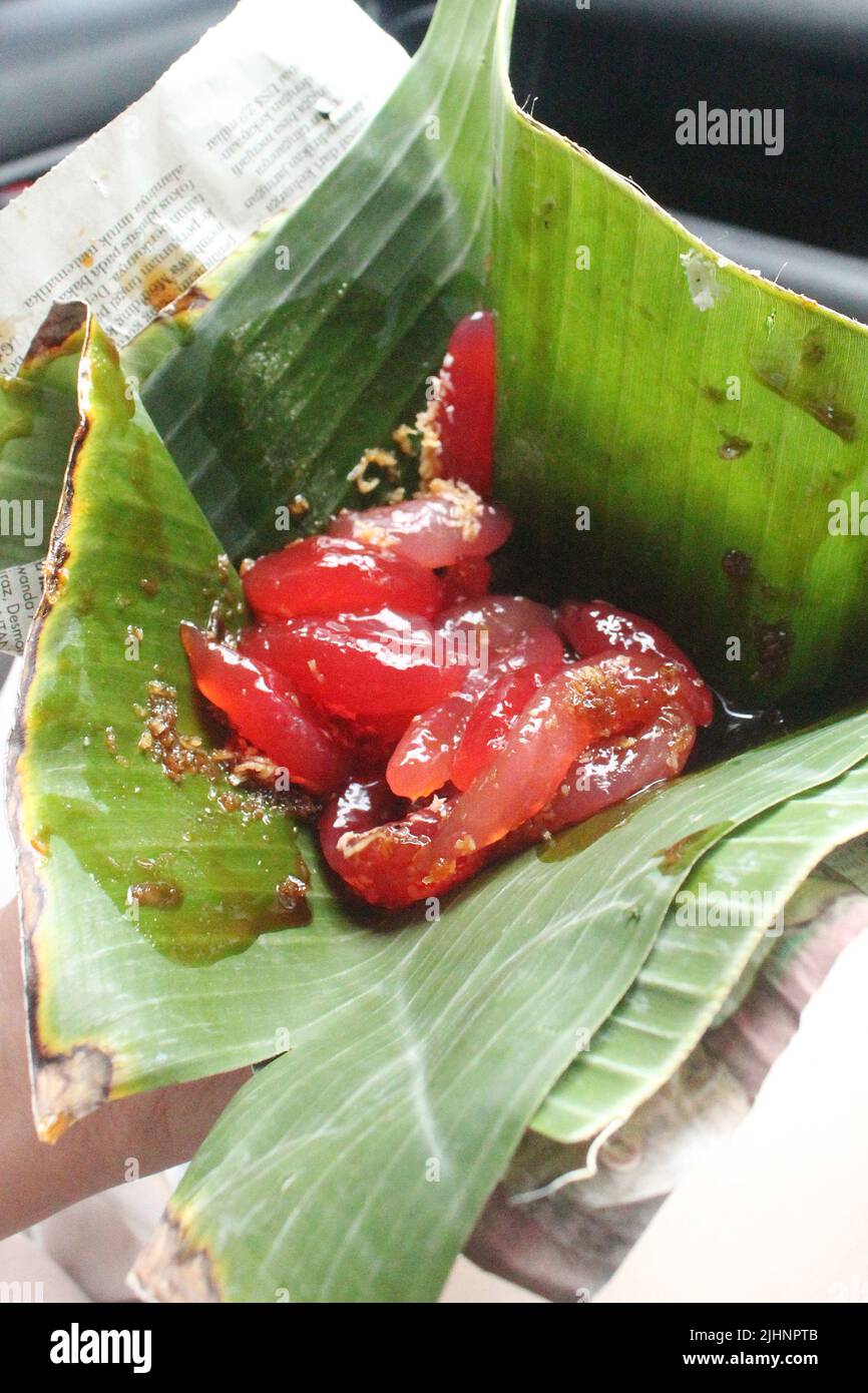 Cenil, traditional java food made from casava flour, in Yogyakarta ...
