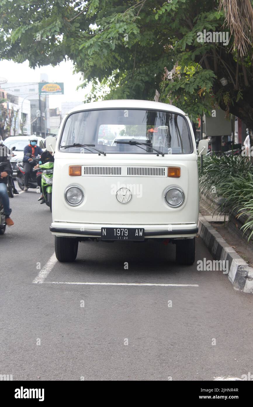 a vintages car, classic, a collector car item VW Combi parking at main ...