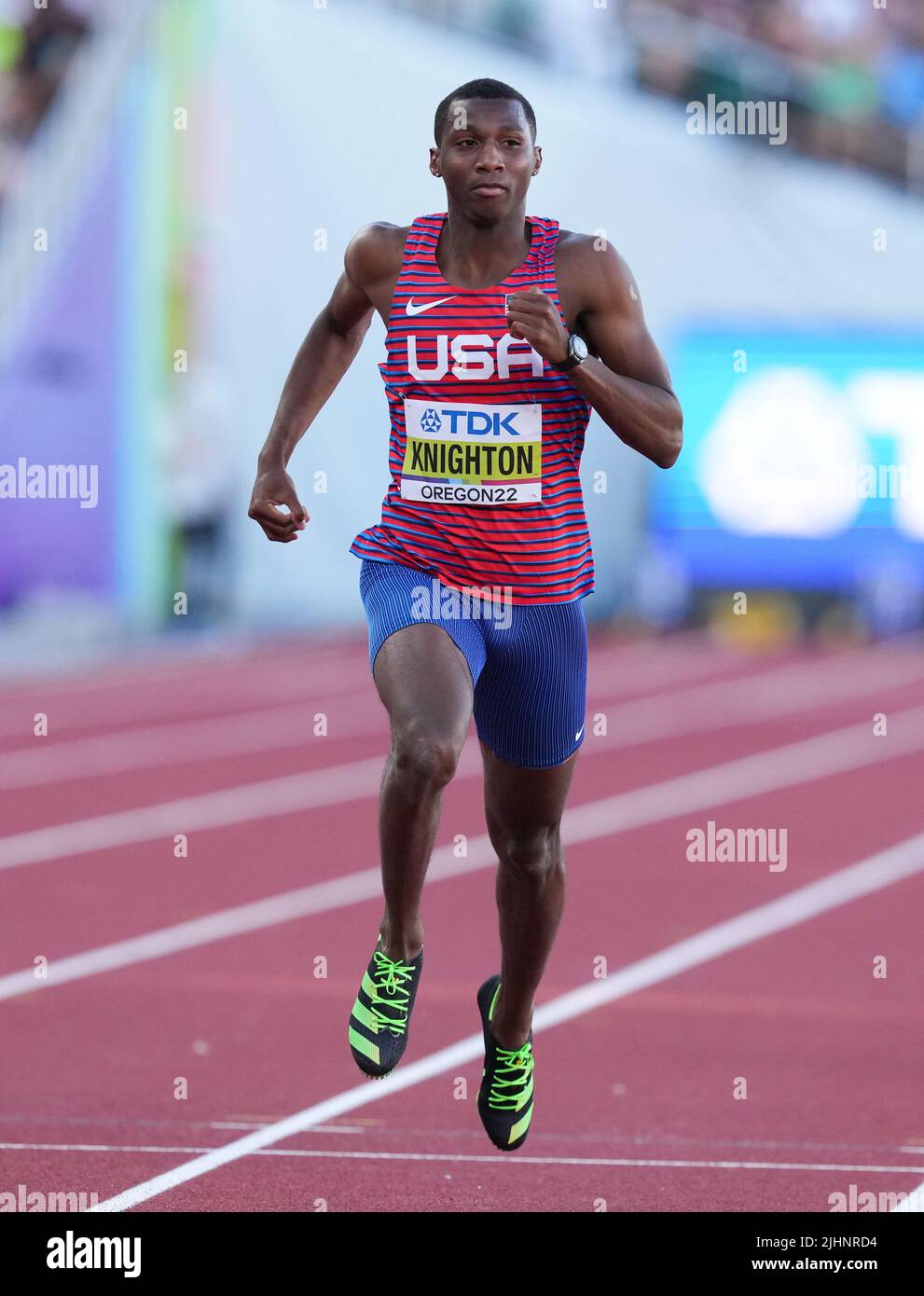 USA’s Erriyon Knighton during the Men’s 200m Semi-Final on day five of ...