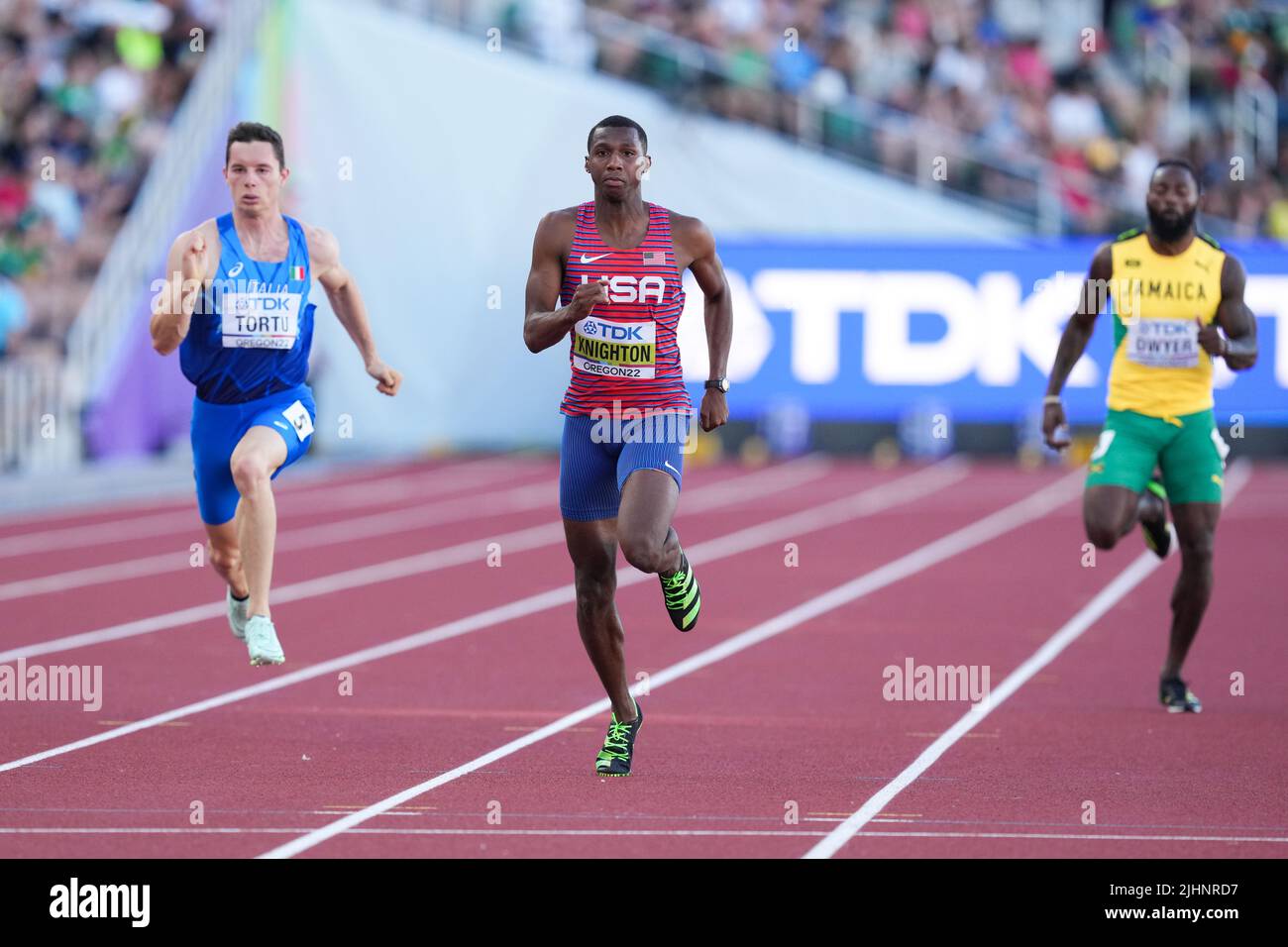 USA’s Erriyon Knighton during the Men’s 200m Semi-Final on day five of ...