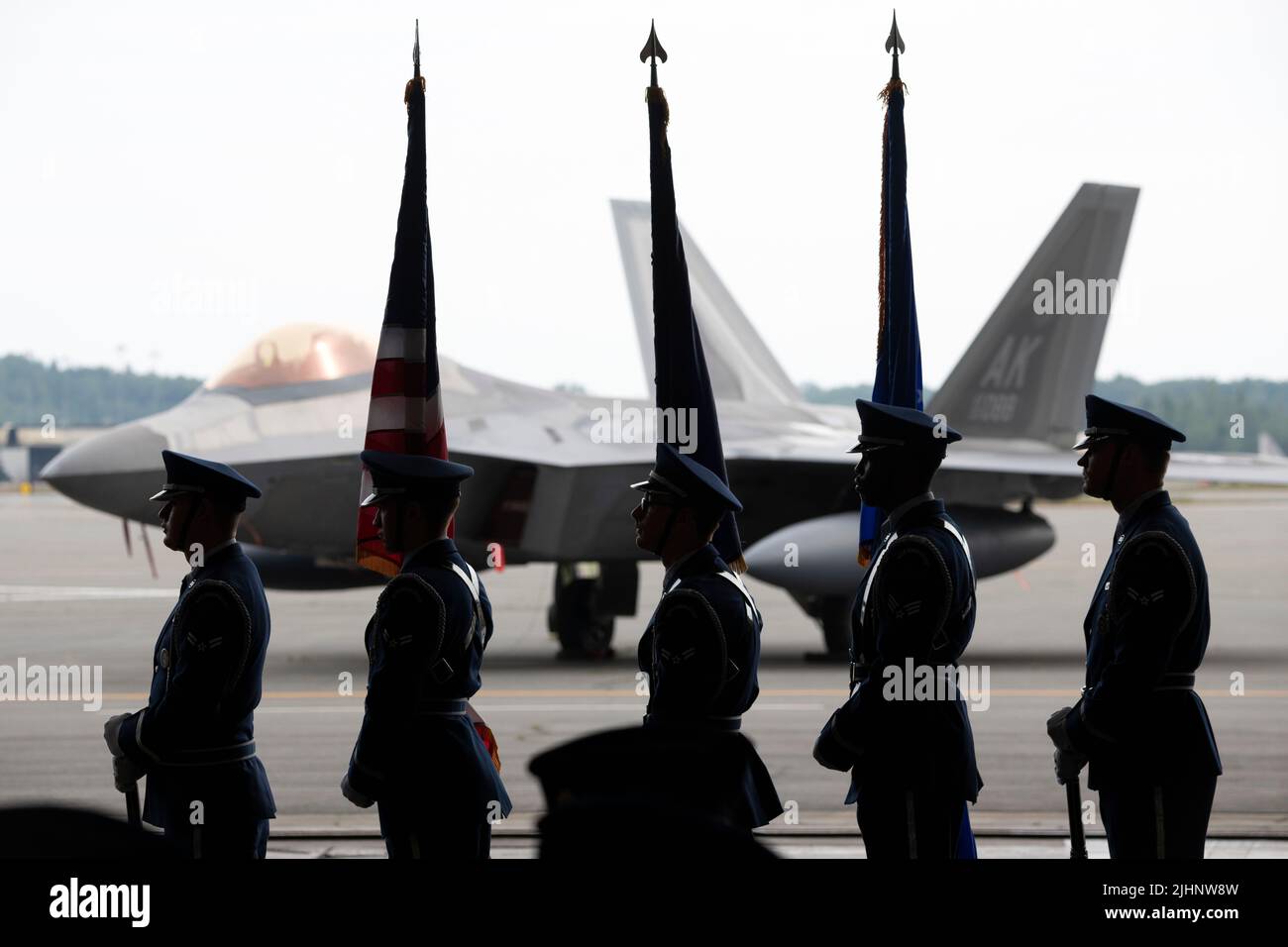 Honor guard Airmen participate in the 3rd Wing change of command ...
