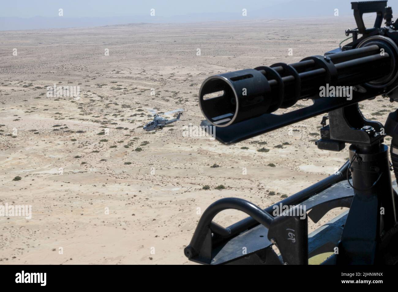 A U.S. Marine AH-1Z Viper helicopter with Marine Light Attack ...