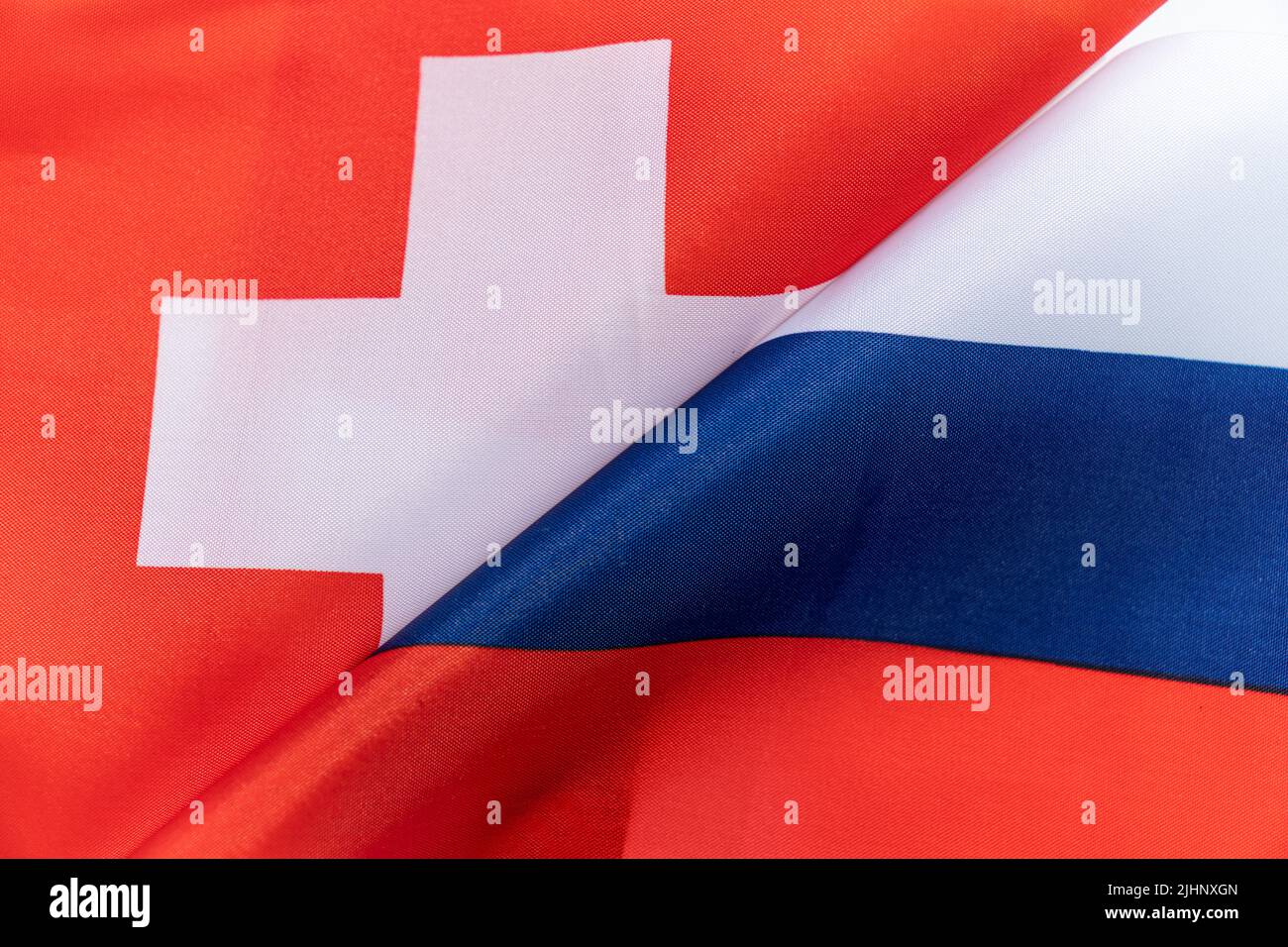 Flags of the switzerland and Russia. The concept of international ...