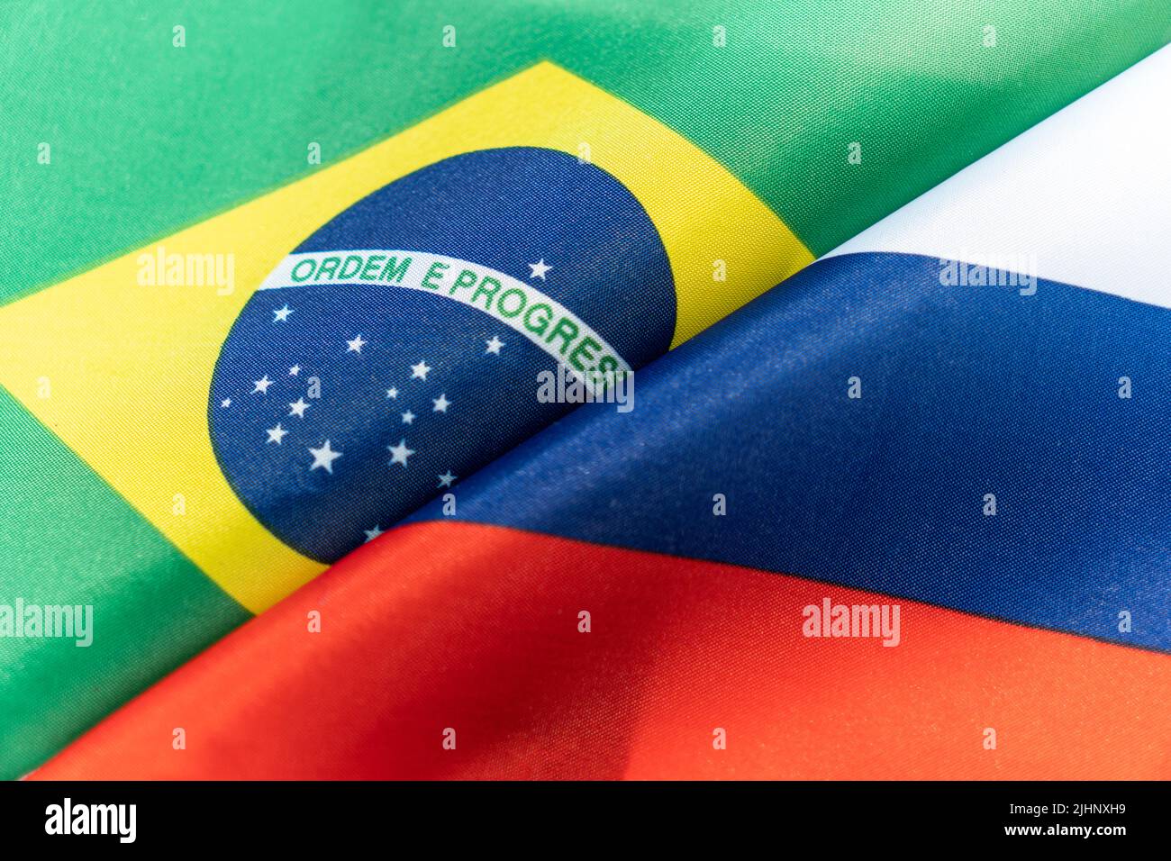 Flags of the Brazil and Russia. The concept of international relations ...