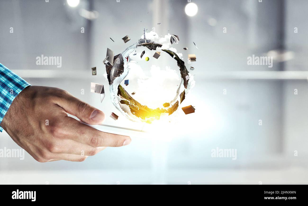 Technology ecology concept. . Mixed media Stock Photo - Alamy