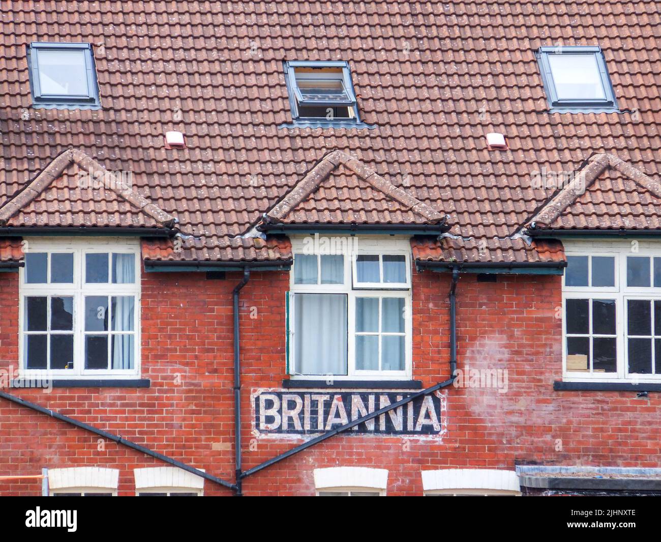 The historic Britannia House in Usk, Monmouthshire, Wales, UK Stock ...