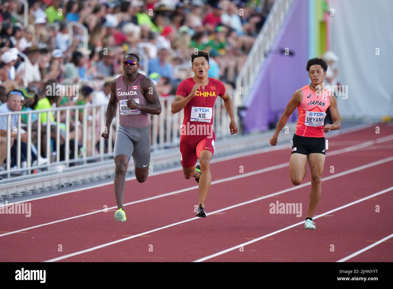 Eugene, USA. 19th July, 2022. Aaron Brown of Canada, Xie Zhenye of ...