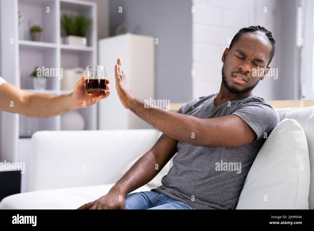 Stop Drinking Alcohol. Refuse Glass Of Whisky. Say No Stock Photo - Alamy