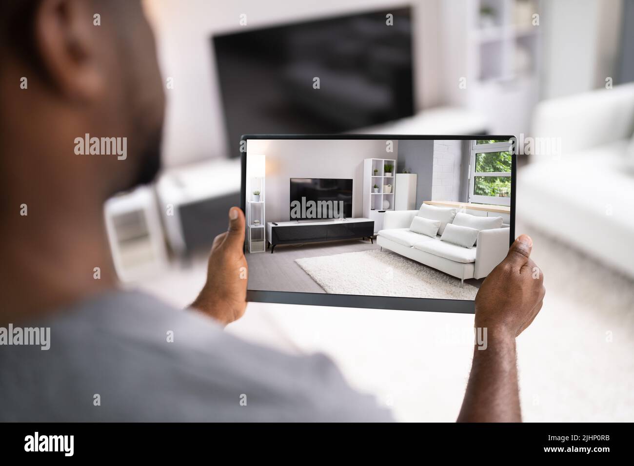 Virtual Real Estate House Video Conference Tour Stock Photo - Alamy