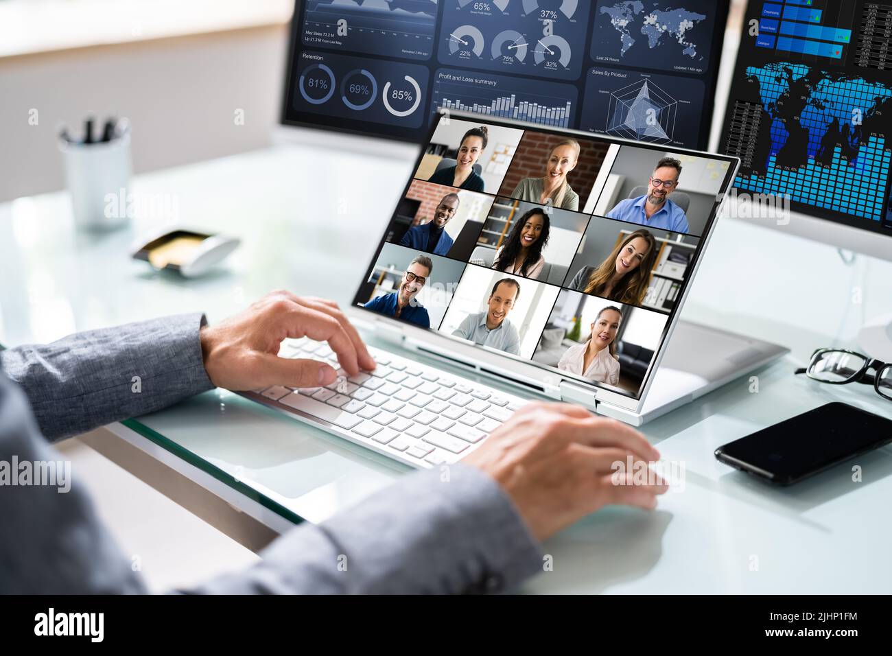 Businessman teleworking on laptop hi-res stock photography and images ...
