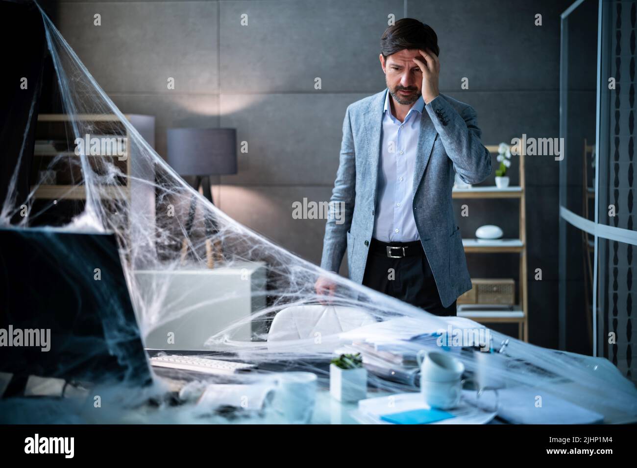 Abandoned Depressed Bankrupt Company Office. Dirty Broke Business Stock ...