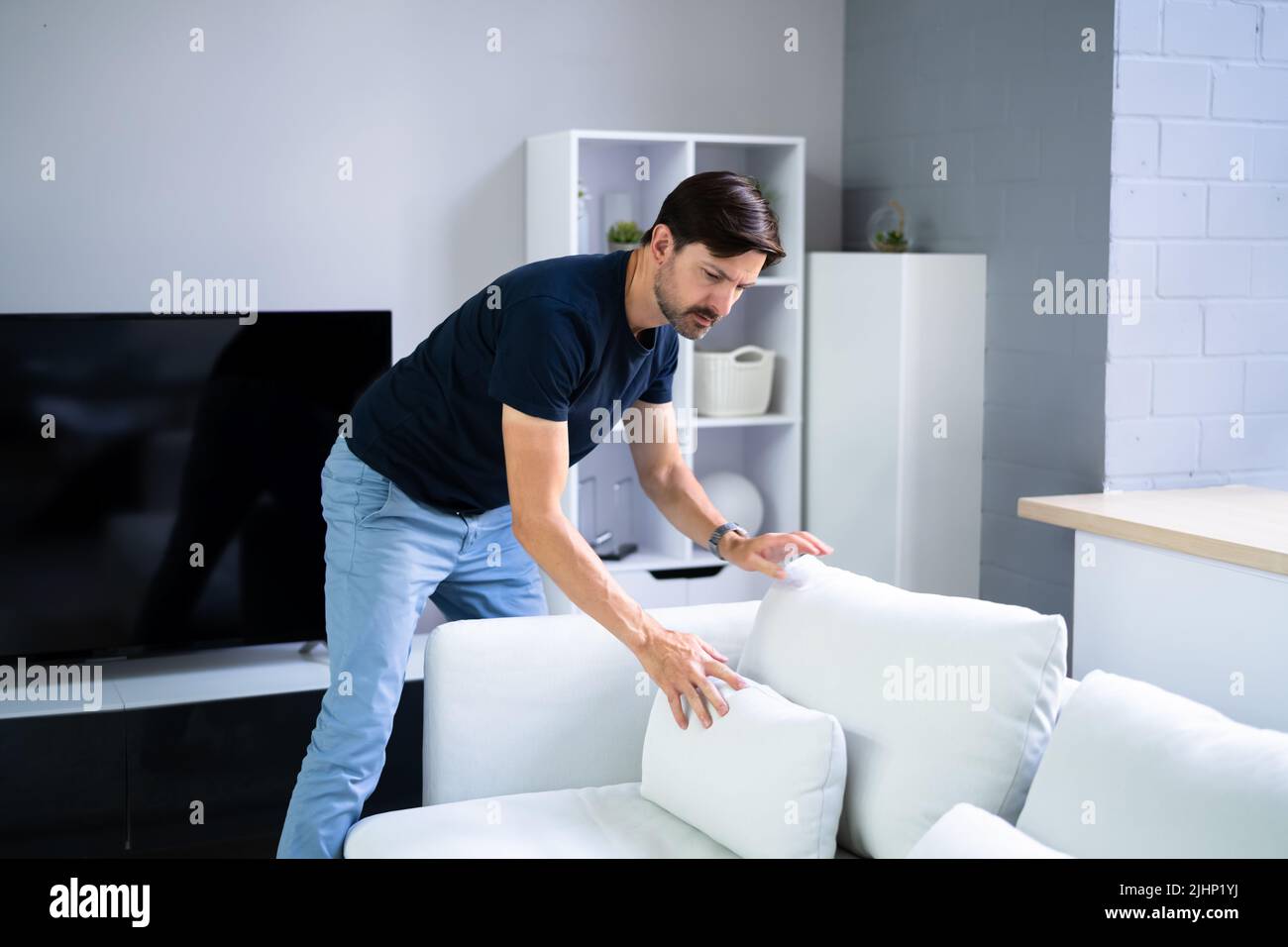 Lost Something Looking For Things. Searching Keys Stock Photo - Alamy