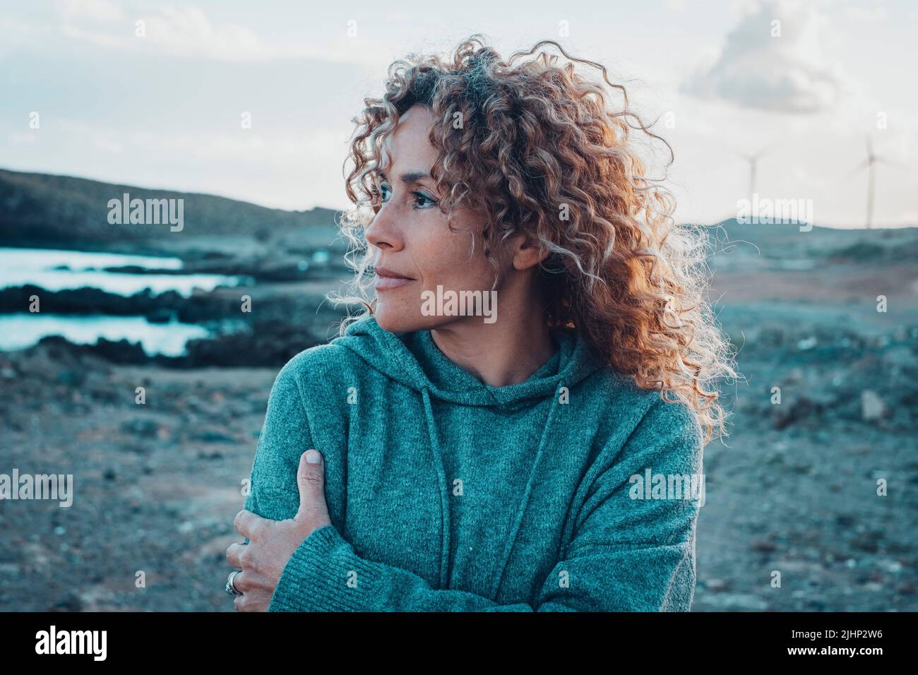 Concept of young woman and emotions. Inner balanced portrait of female ...