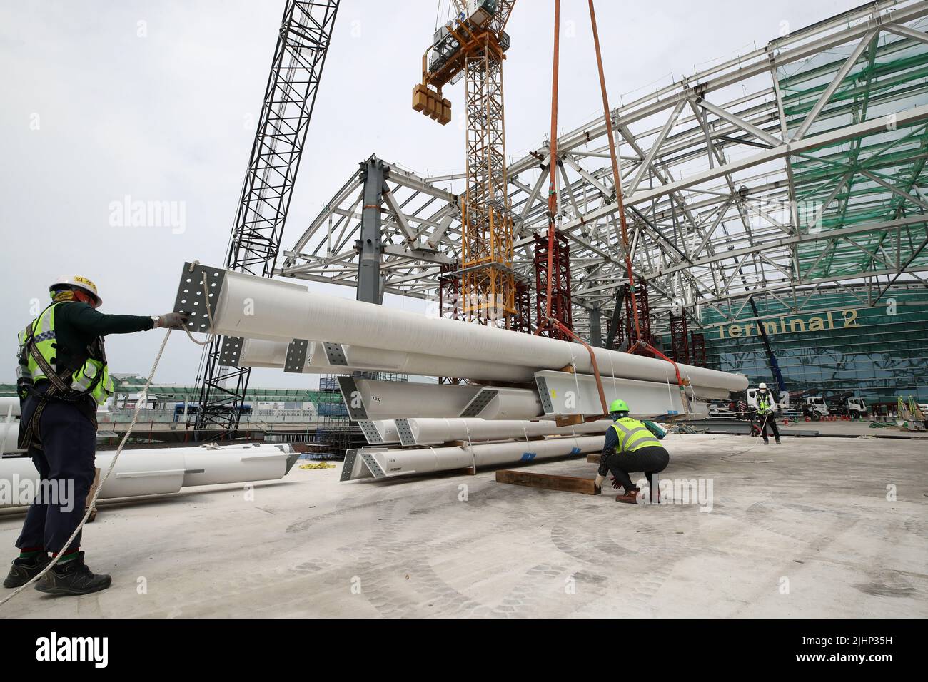 20th July, 2022. Fourth-stage work to expand Incheon airport Seen here ...