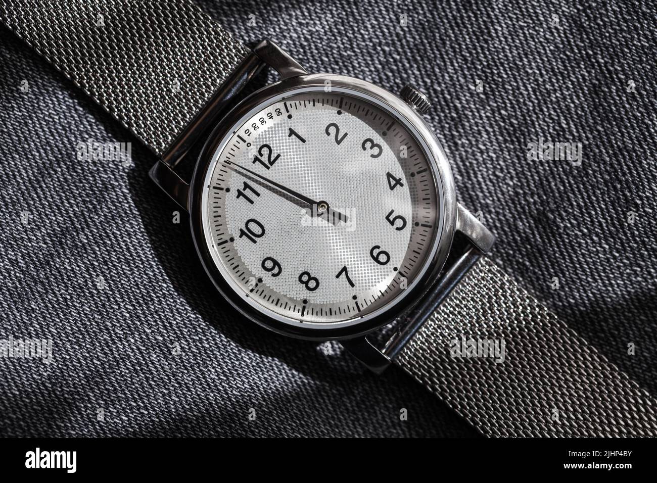 One hand automatic mechanical wrist watch in stainless steel case ...