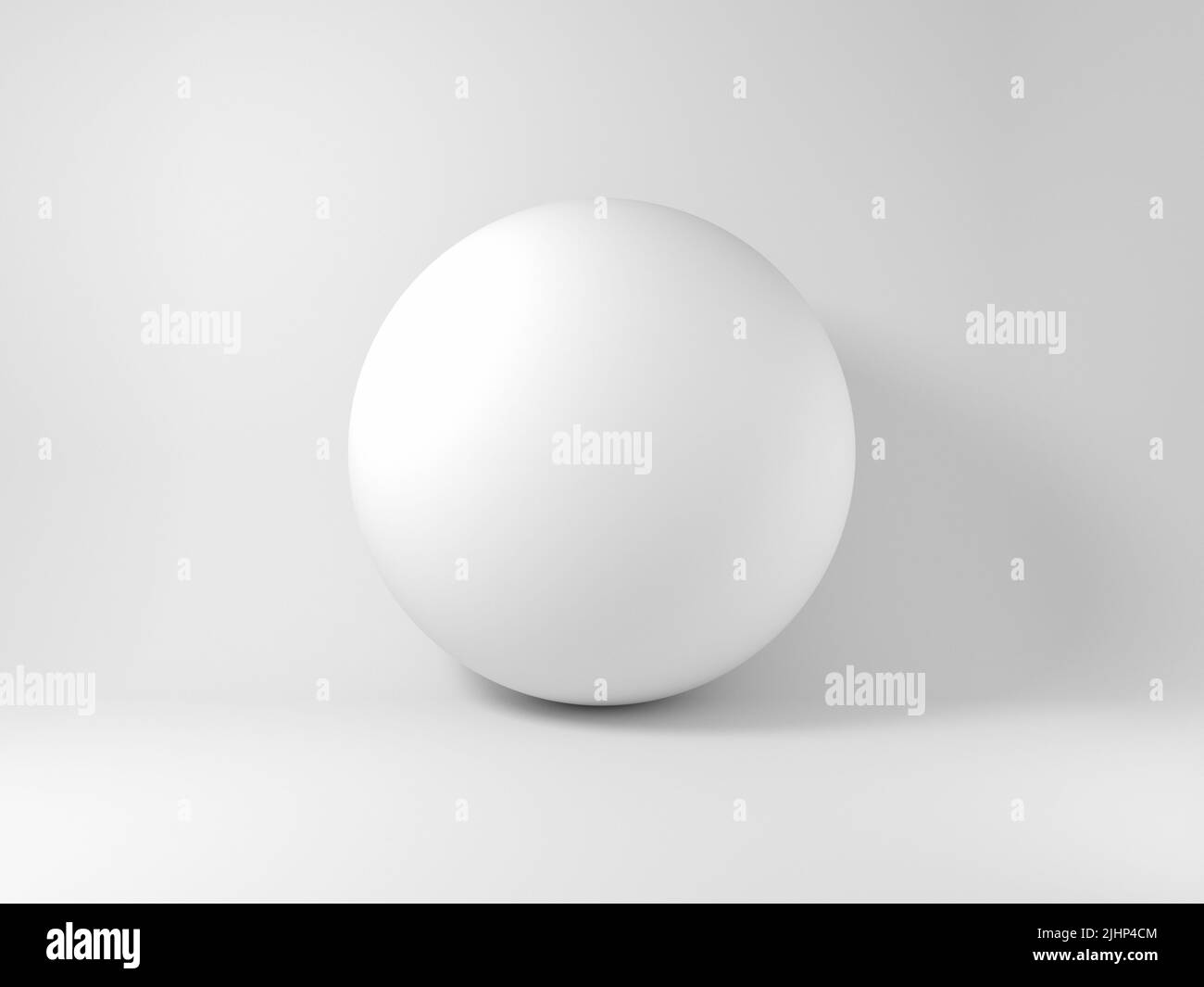 White sphere with soft shadow is in a white studio, 3d rendering ...