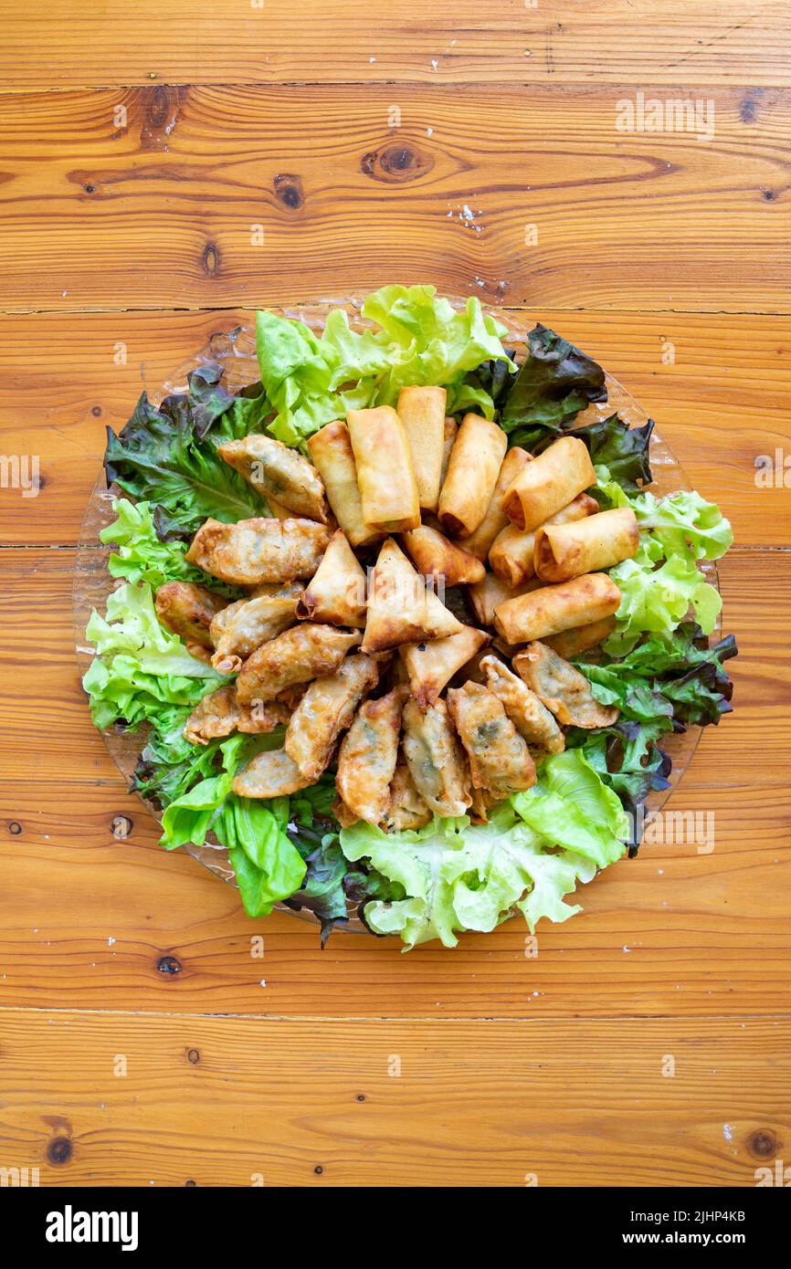 Fried food, spring rolls, and fried gyoza were used as appetizers ...