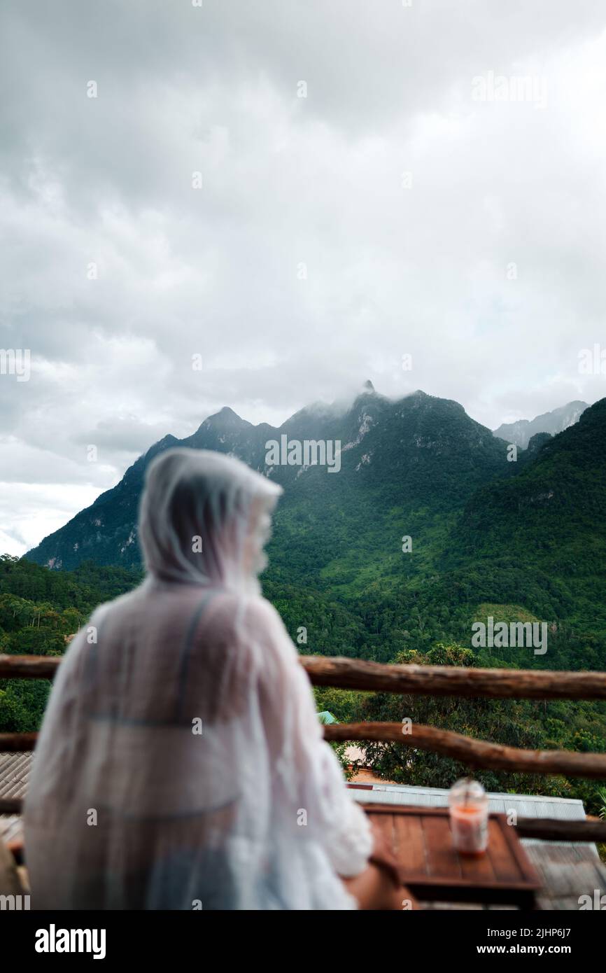 homestay balcony and mountain view in Chiang Dao Stock Photo - Alamy