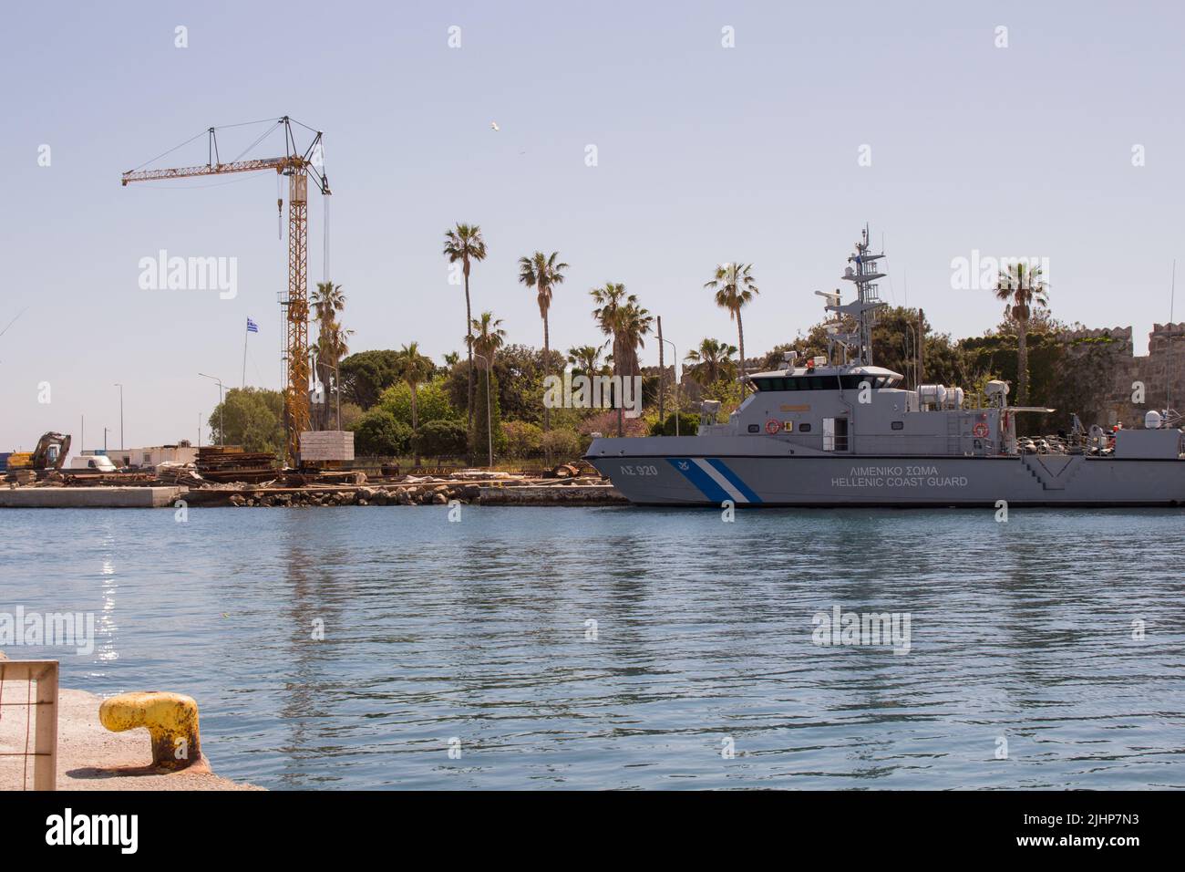 Port in the city of Kos. Beautiful harbour view in Kos Island Stock ...